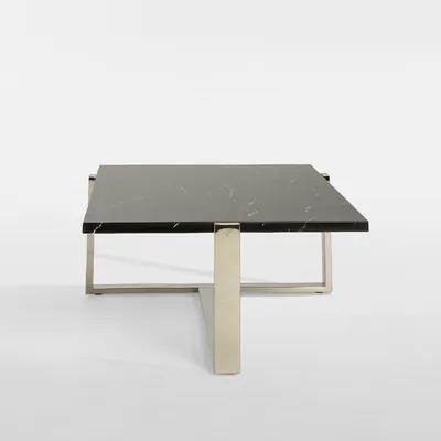 Konferenční stolek s mramorovou deskou ETYSTAN stříbrný