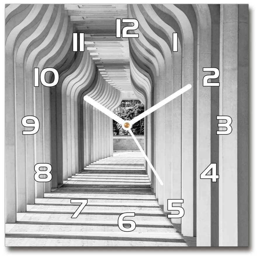 Wallmuralia Skleněné nástěnné hodiny čtverec Chodba 30x30 cm
