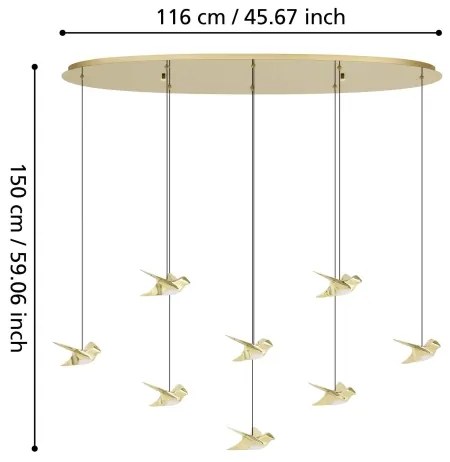 Eglo 390397 - LED Stmívatelný lustr na lanku PARATEBUENO 8xLED/4,2W/230V zlatá