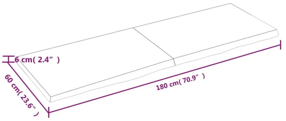 Petromila Nástěnná police 180x60x(2-6) cm neošetřené masivní dubové dřevo