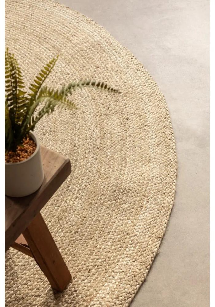 Oboustranný jutový kulatý koberec v přírodní barvě ø 140 cm Braided Ivory – Hanse Home