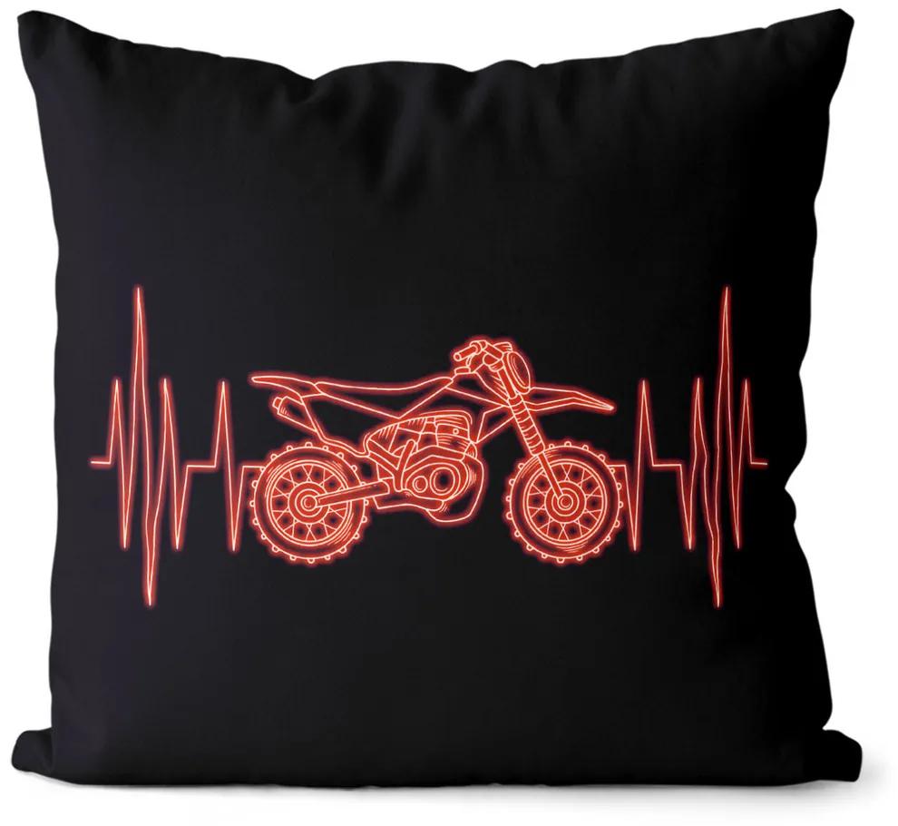 Polštář Srdeční puls – motocross (Velikost: 40 x 40 cm)