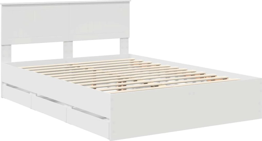 Rám postele se zásuvkou Bílá 140 x 190 cm Inženýrské dřevo 3410707