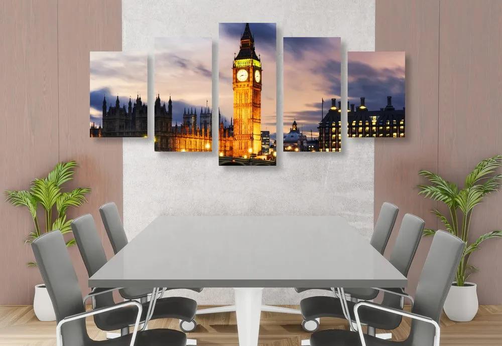 5-dílný obraz noční Big Ben v Londýně Varianta: 100x50
