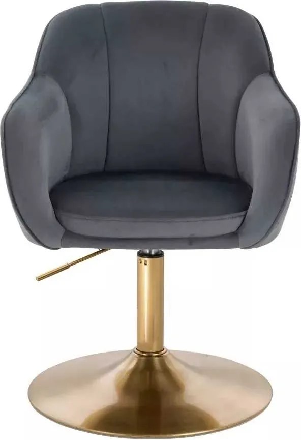 LuxuryForm DESIGN Otočná židle AVOLA VELUR na zlatém talíři - tmavě šedá