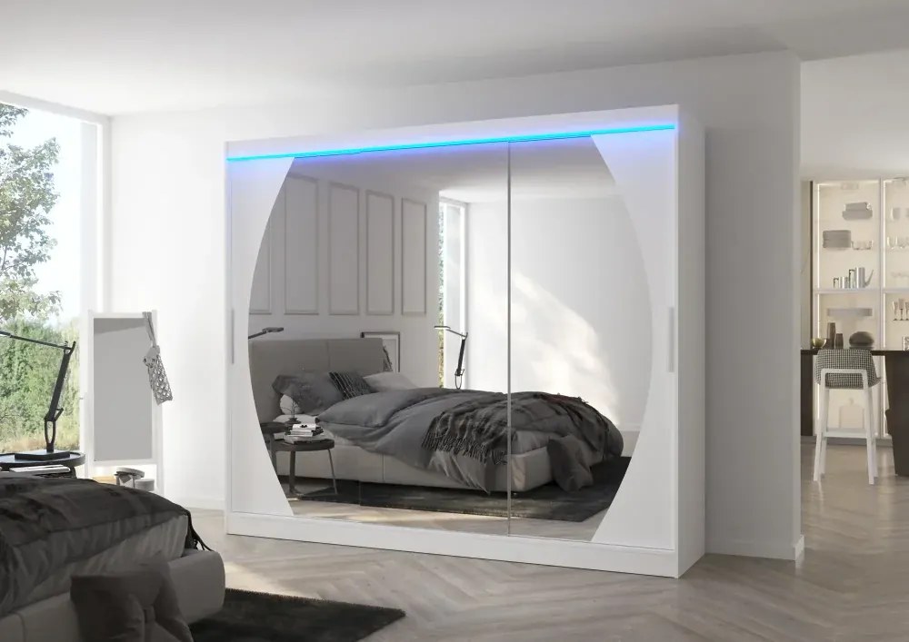 Posuvná skříň se zrcadlem a LED osvětlením CAMBE 250