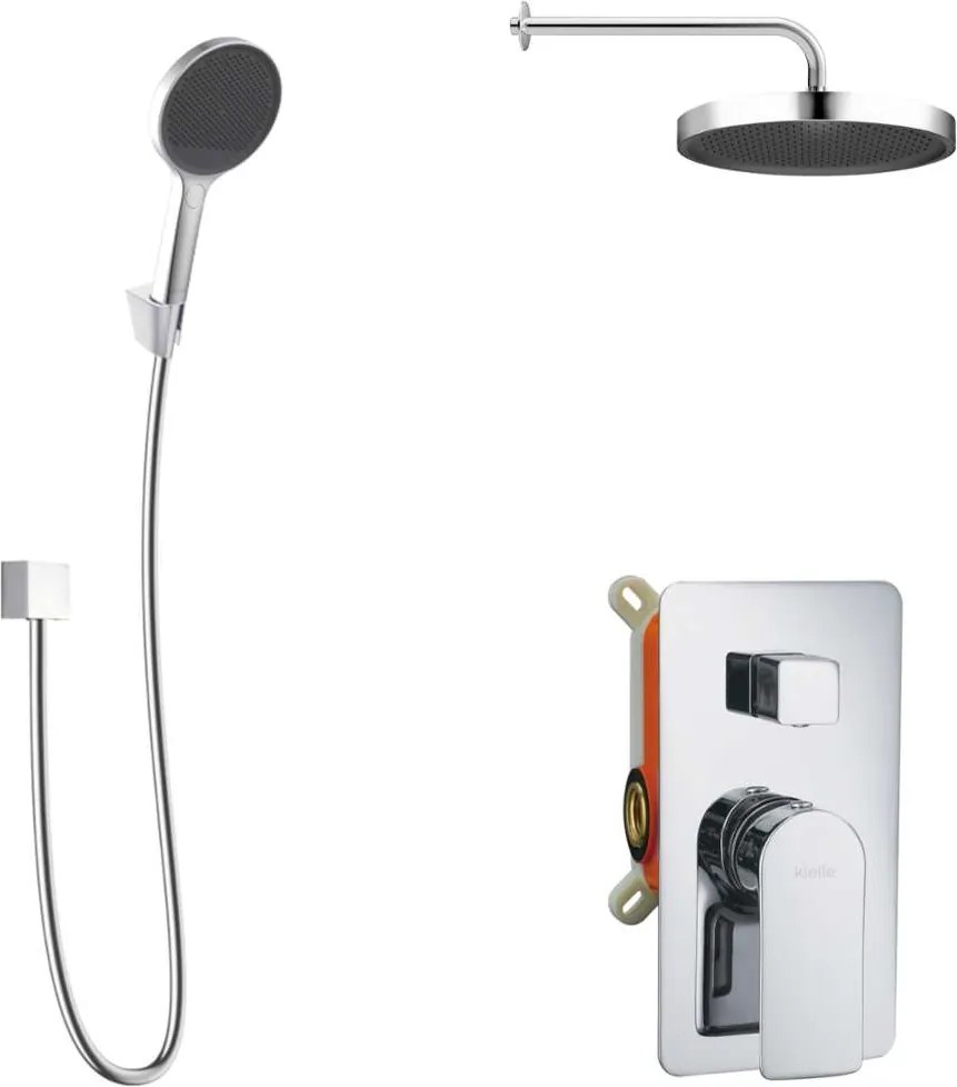 kielle Vega - Sprchový set s baterií pod omítku, pro 2 spotřebiče, s příslušenstvím EcoSpare a tělesem, chrom 20618SP110