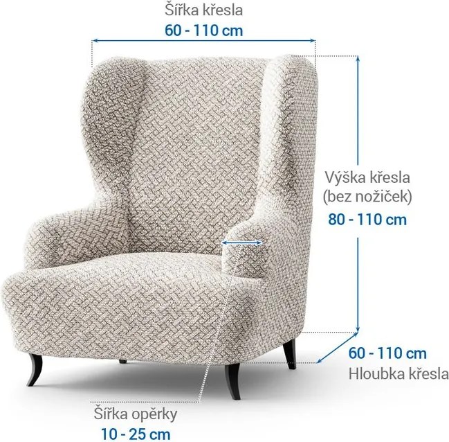 Bielastické potahy VENEZIA béžová křeslo ušák (š. 60 - 110 cm)