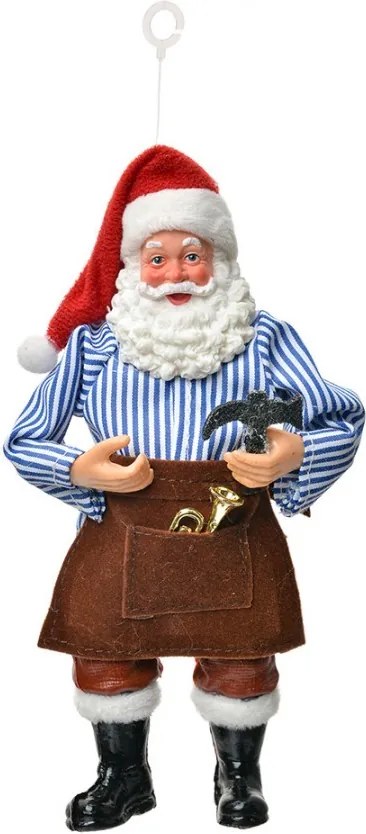 Závěsná vánoční dekorace Santa Claus držící kladivo - 10*6*17 cm