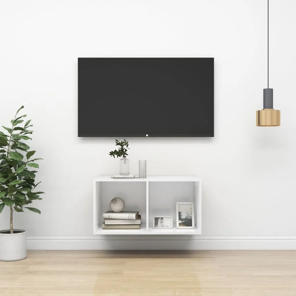 Nástěnná TV skříňka bílá 37 x 37 x 72 cm dřevotříska