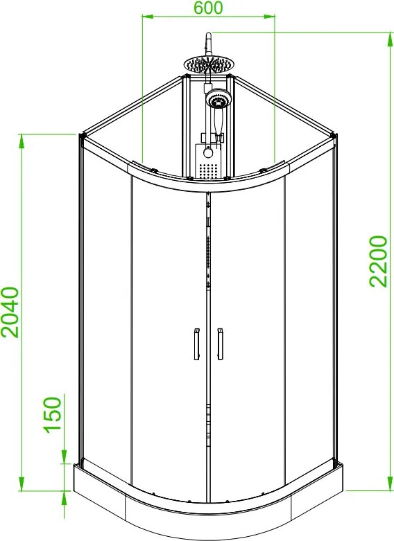 BPS-koupelny Hydromasážní box HYD-Porto 01C 100x100 cm černá/transparent