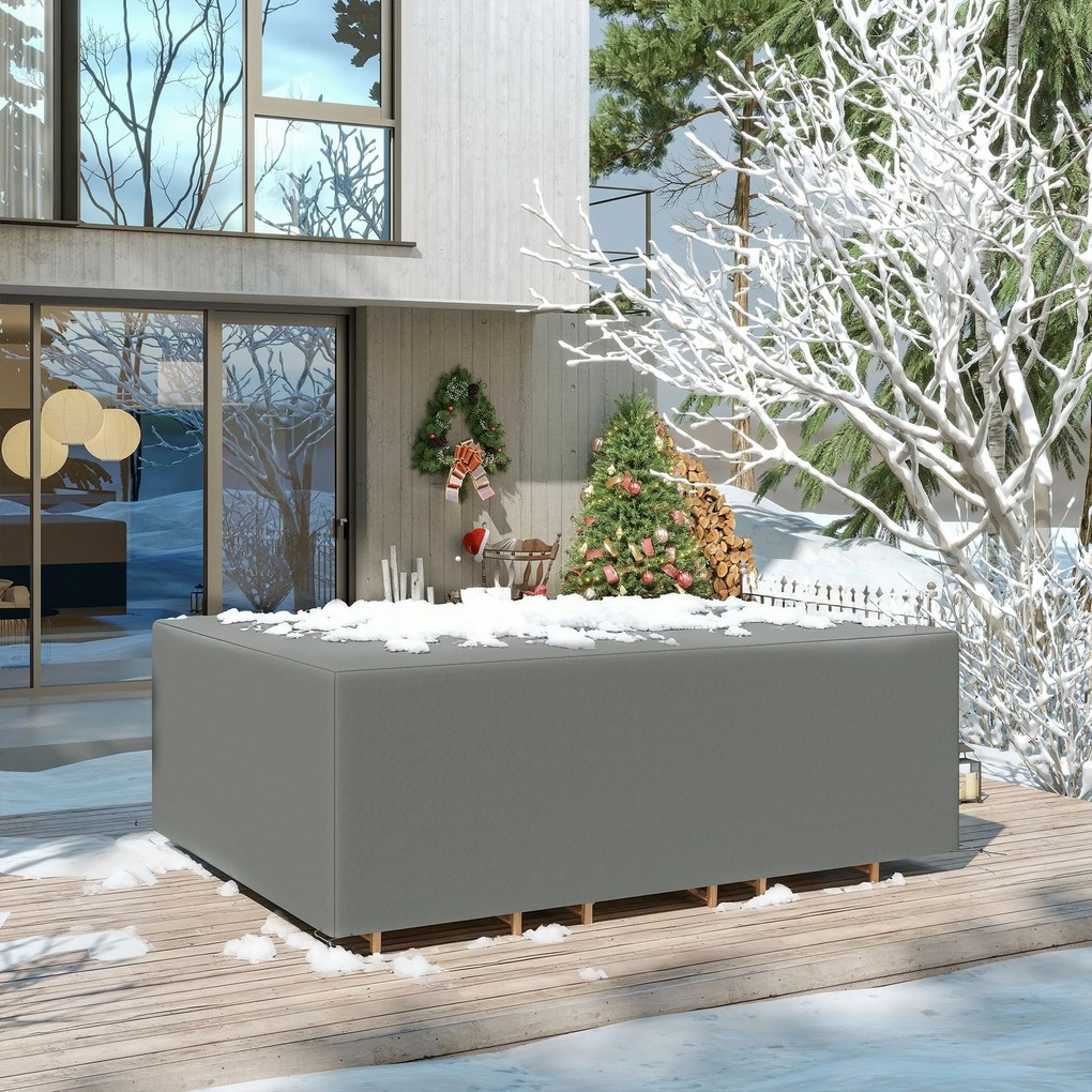 Outsunny Ochranný kryt na zahradní nábytek Zimní nepromokavý kryt Oxfordský kryt 275 x 205 x 90 cm Tmavě šedý