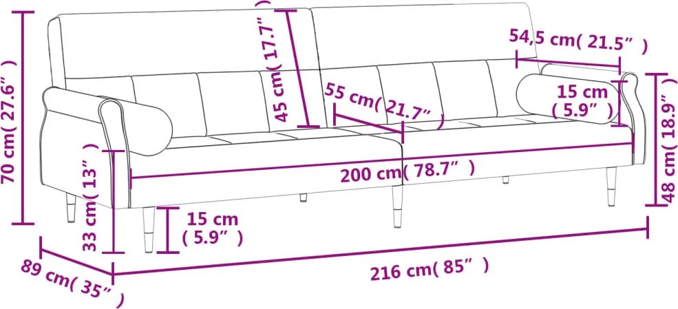 vidaXL Rozkládací pohovka s poduškami samet [351857] Barva: Zelená