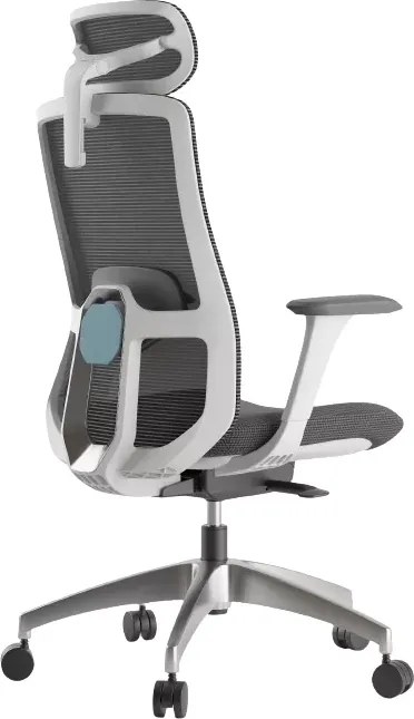 Kancelářská ergonomická židle WISDOM s podhlavníkem — síť, šedý plast, nosnost 150 kg, světle šedá Mercury star