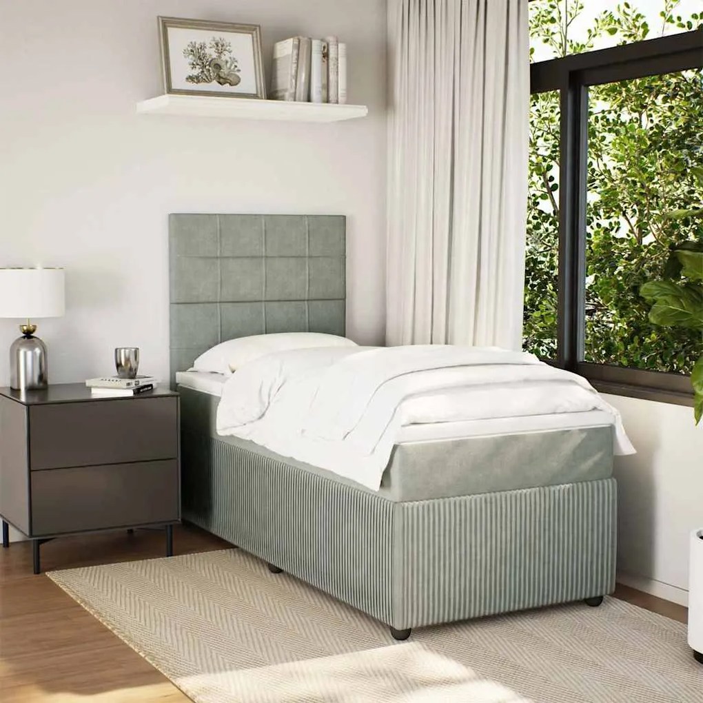 Box spring postel s matrací světle šedá 90x200 cm samet 3294538