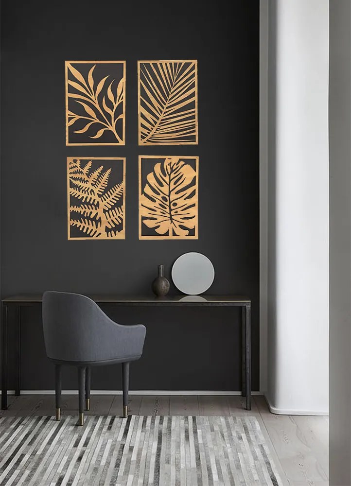 AMADEA Dřevěný obraz list monstery, rozměr 30 x 21 cm, český výrobek