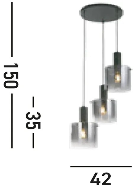 Searchlight 88910-3MO Trojitý závěsný lustr SWEDEN jantarové sklo