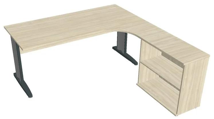 Sestava stolu a skříně levá 180 cm - Hobis Cross CE 1800 H L Dekor stolové desky: akát, Dekor lamino podnože: akát, Barva nohou: černá