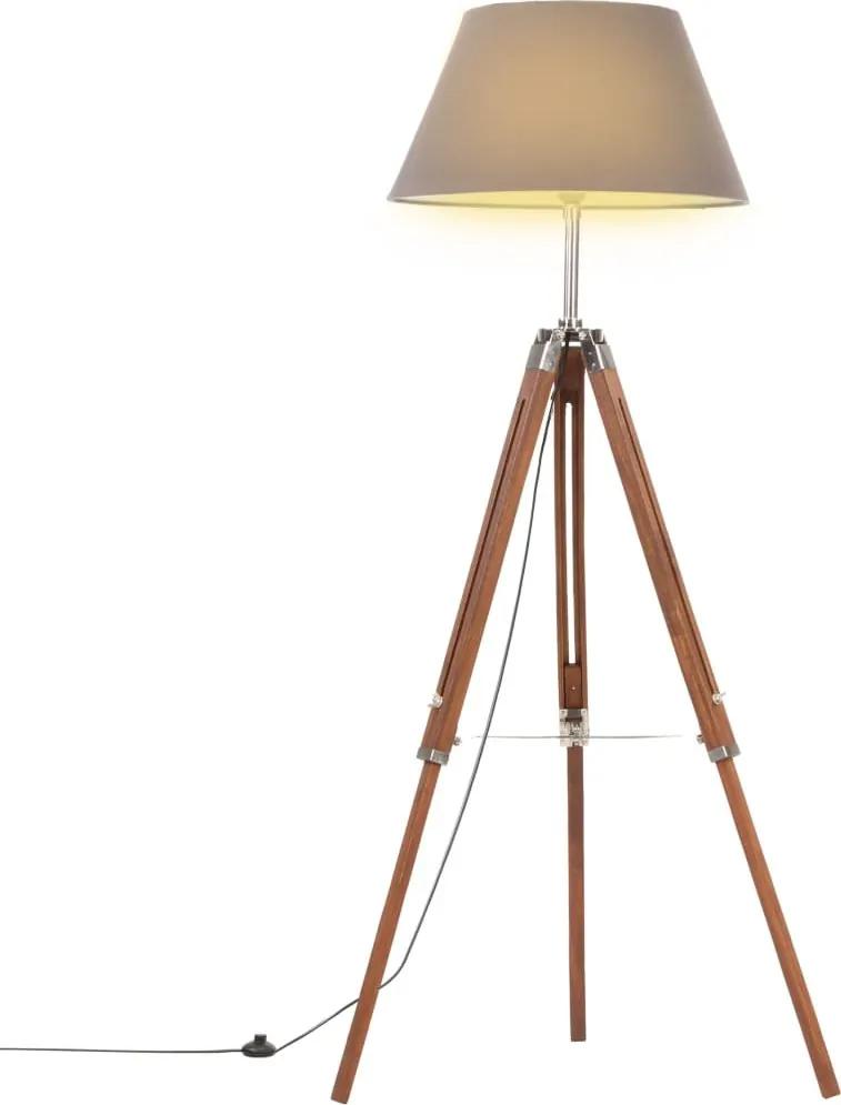 vidaXL Stojací lampa stativ masivní teakové dřevo 141 cm [288075] Barva: Hnědá a bílá