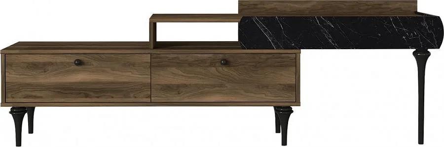 Casarredo - Komfort nábytek Televizní stolek s policí CAMUS ořech/marble