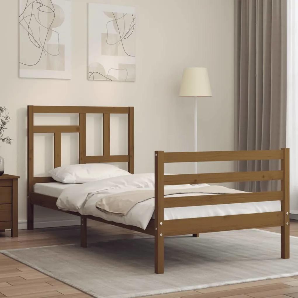 vidaXL Rám postele s čelem 90 x 200 cm masivní dřevo [3194947] Barva: Přírodní