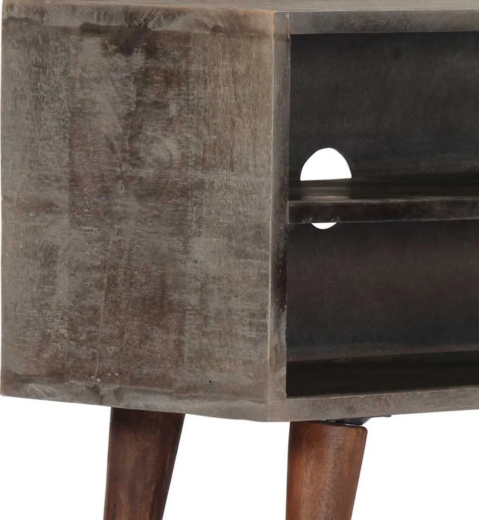 TV stolek šedý 130 x 30 x 46 cm masivní hrubý mangovník 282743