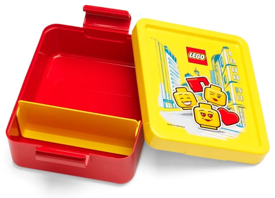 Červený box na svačinu se žlutým víčkem LEGO® Iconic