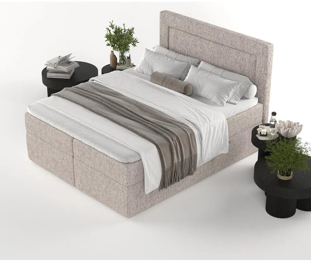 Světle hnědá boxspring postel s úložným prostorem 140x200 cm Imagine – Maison de Rêve