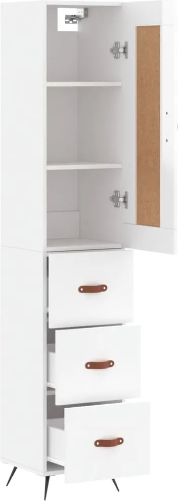 Skříň highboard bílá s vysokým leskem 34,5x34x180 cm kompozit 3200171