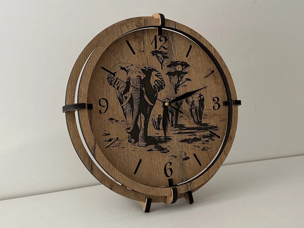 Li-Go "Sloni" Dřevěné hodiny 32 cm provedení povrchu: dub světlý