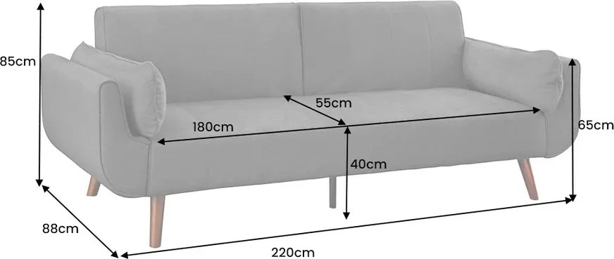 Designová rozkládací pohovka Amiyah 220 cm šedý samet