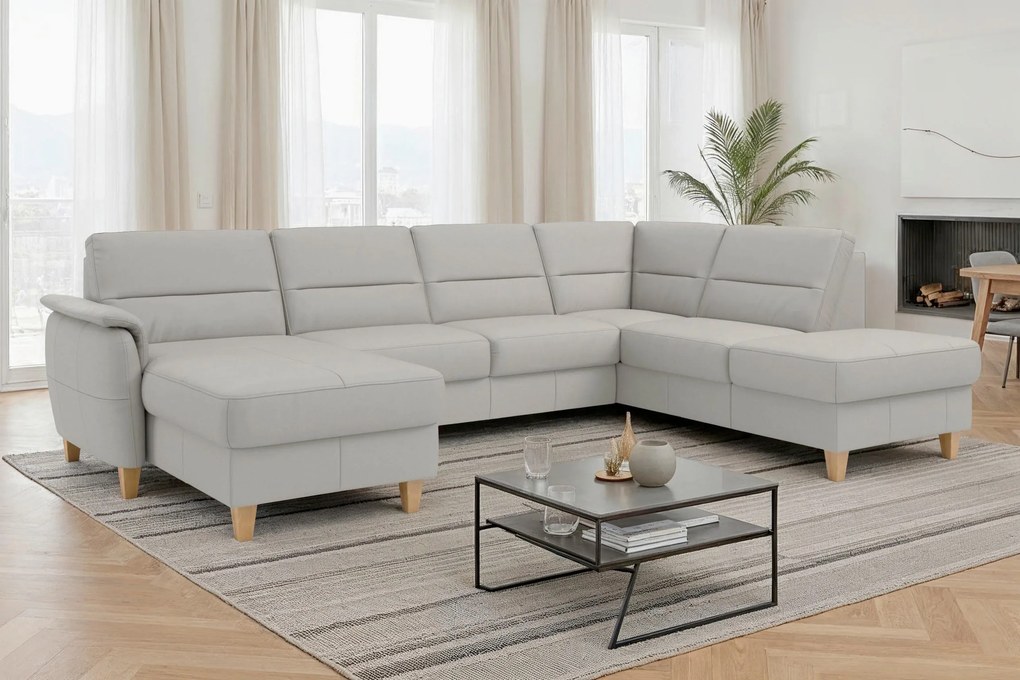 XXXLutz SEDACÍ SOUPRAVA, kůže, světle šedá Sit & More - Sedací soupravy - 00014403329F