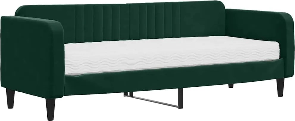 Válenda s matrací tmavě zelená 80 x 200 cm samet 3197034