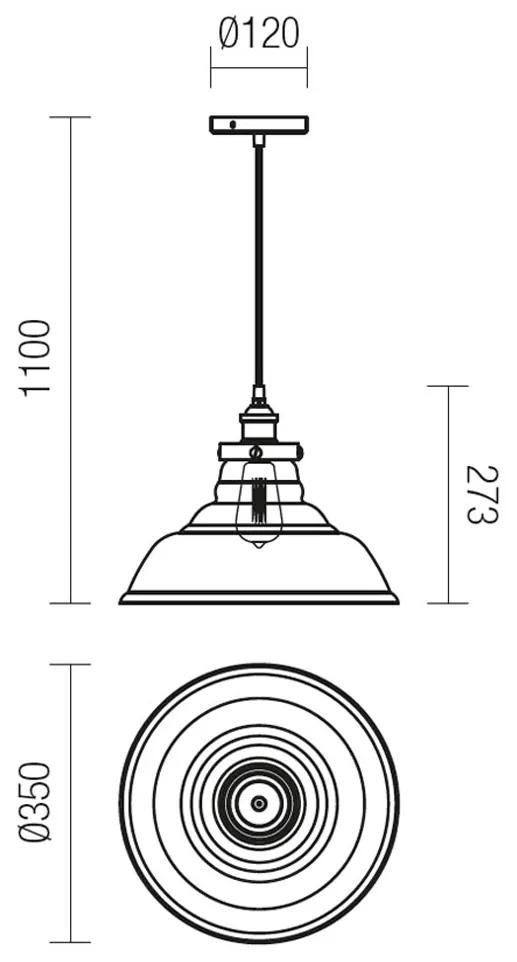 Smarter 01-1003 závěsné svítidlo Saville, černá, mosaz 1xE27, ø35cm