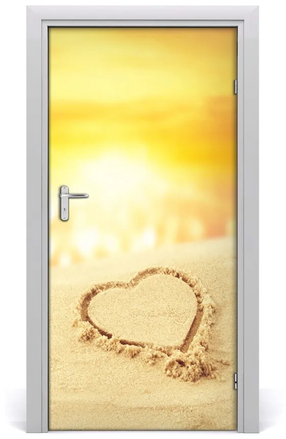 Fototapeta na dveře samolepící srdce na pláži 85x205 cm