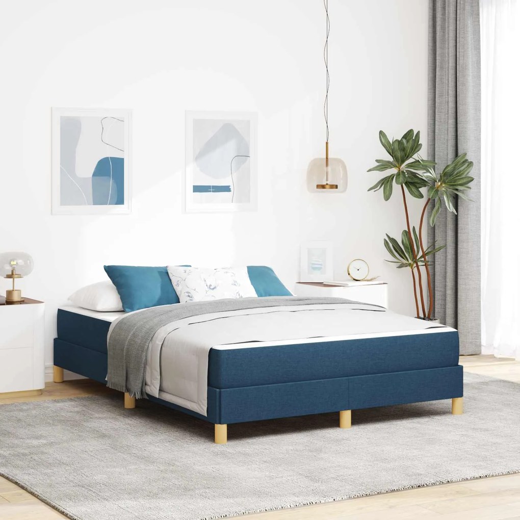 Postel s boxspringem s matrací Modrá 140 x 200 cm textil 3398576