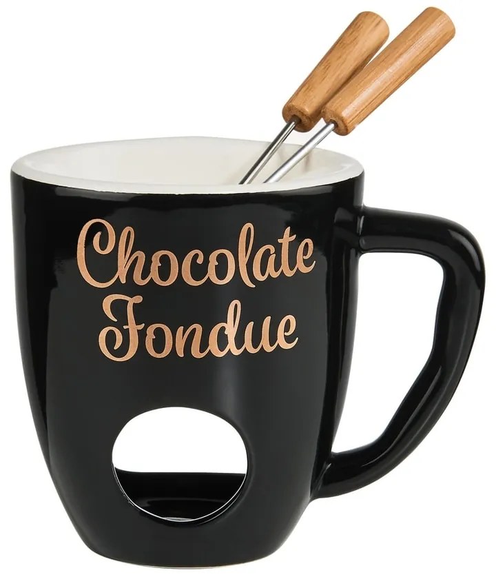Butlers CHOCOLATE FONDUE Hrnek se 2 vidličkami - černá