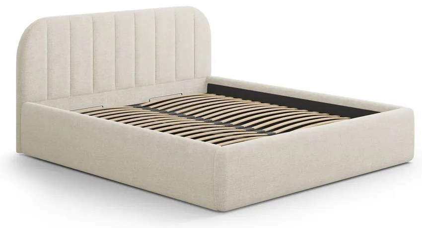 Krémová čalouněná dvoulůžková postel s úložným prostorem s roštem 200x200 cm Juno – Windsor &amp; Co Sofas