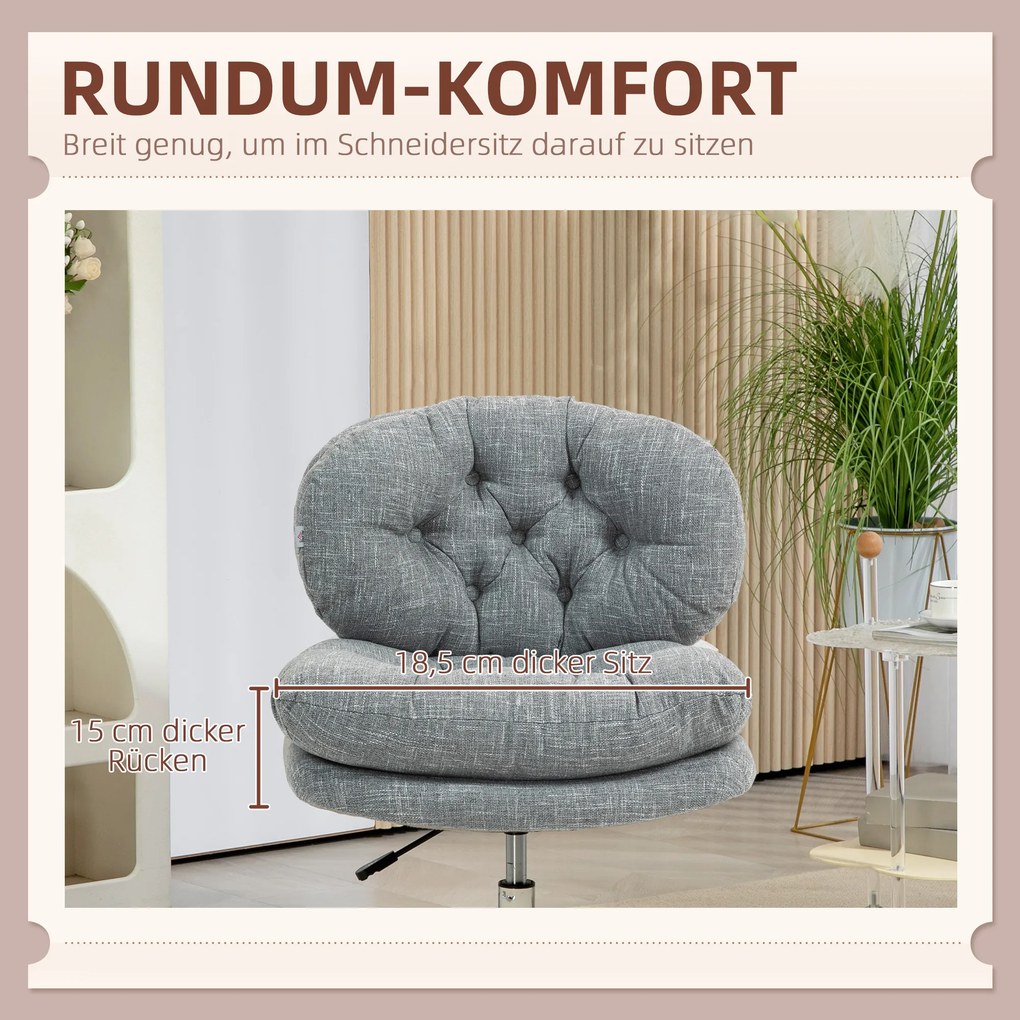 Kancelářská židle HOMCOM, ergonomická kancelářská židle s houpací funkcí, měkký a čalouněný sedák, výškově nastavitelná otočná židle se vzhledem lnu,…