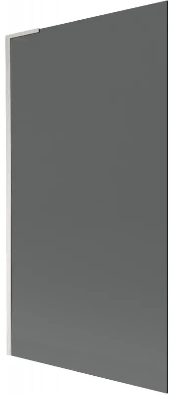Mexen Next L, 1-křídlová vanová zástěna 100 x 150 cm, 6mm šedé sklo, 6mm čiré sklo, profil broušená ocel, 895-100-000-03-40-97