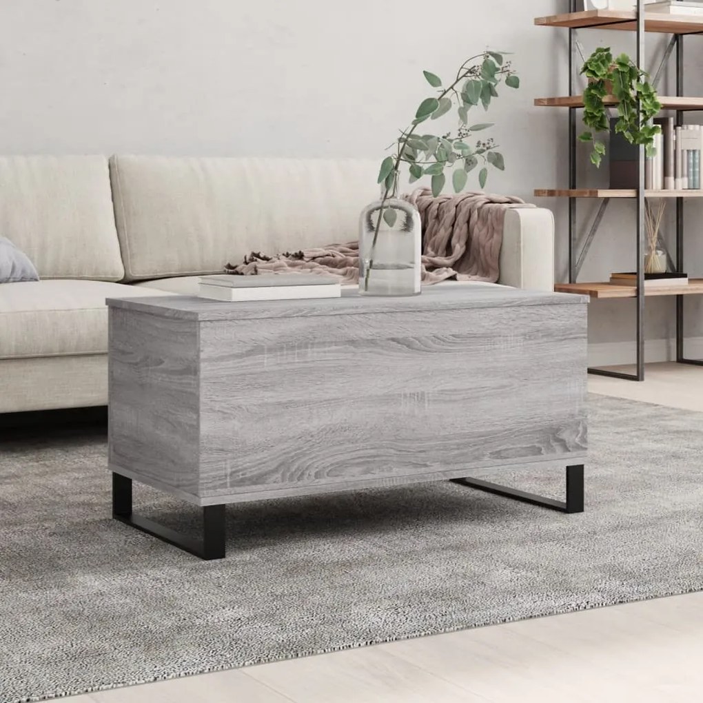 Konferenční Stolek Šedý Sonoma 90X44,5X45 Cm Kompozitní Dřevo - Kouřový dub
