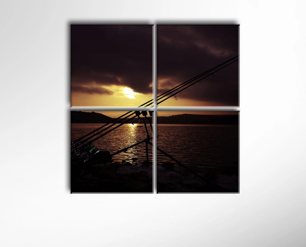 Malvis ® Obraz Večerní rybaření ROZMĚR (šířka x výška): čtyřdílný čtverec 80x80 cm