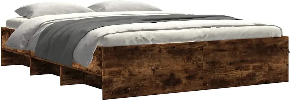 Rám postele bez matrace kouřový dub 160x200cm kompozitní dřevo 3295643