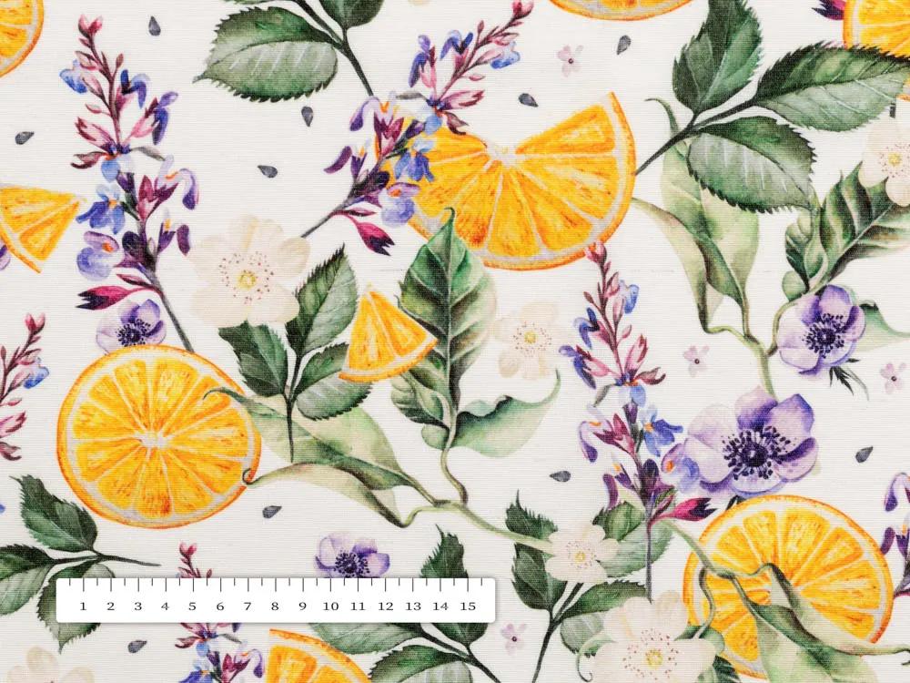 Biante Dekorační povlak na polštář PML-103 Pomeranče mezi květy na bílém 50 x 70 cm