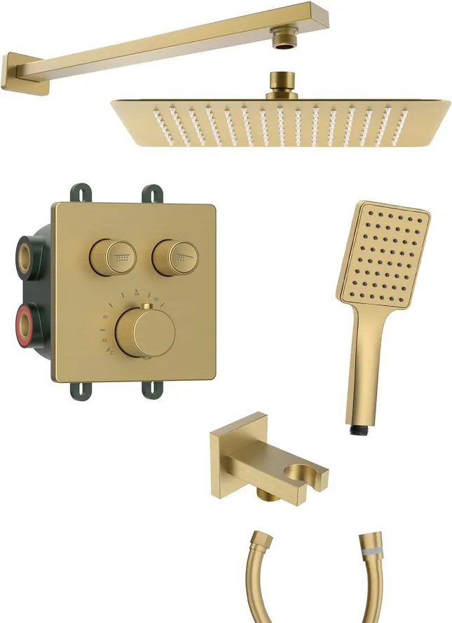 Sapho Sapho, SMART SELECT podomítková termostatická sprchová souprava, 2 výstupy, vystoupení, zlato mat, RP042GB-01
