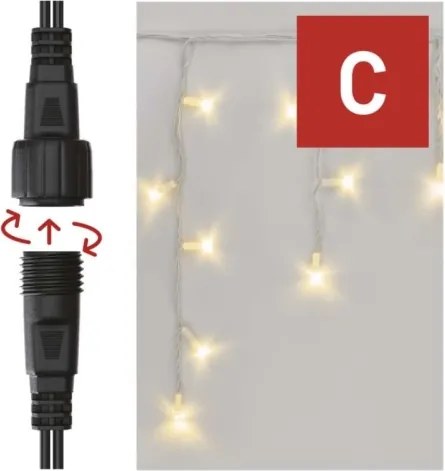 Propojovací vánoční řetěz bez zdroje EMOS Connecting D2CW02 ZY2157 50LED krápníky 3m teplá bílá