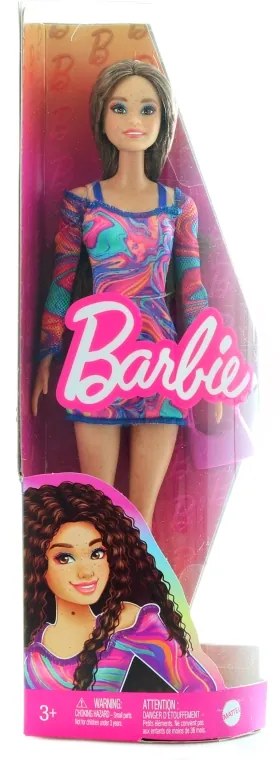 Barbie Modelka - duhové marble šaty HJT03