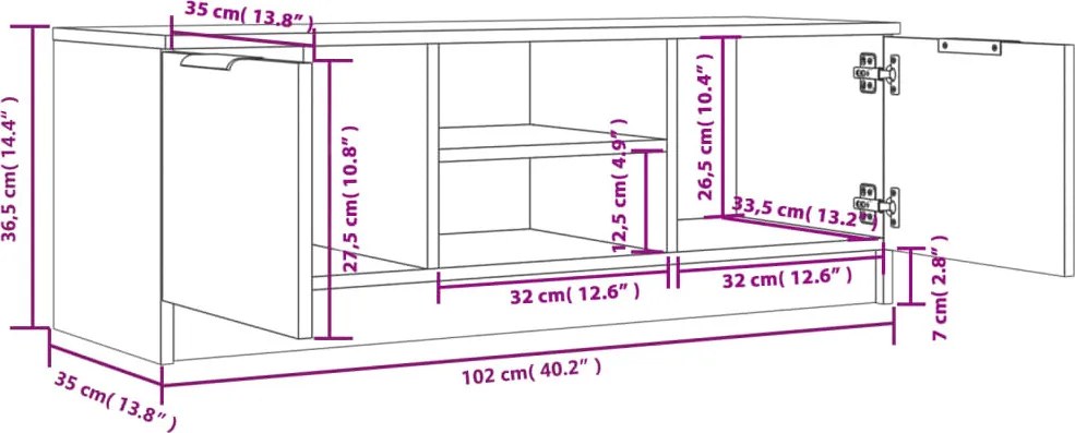 vidaXL TV skříňka 102x35x36,5 cm kompozitní dřevo [811515] Barva: Betonová šedá