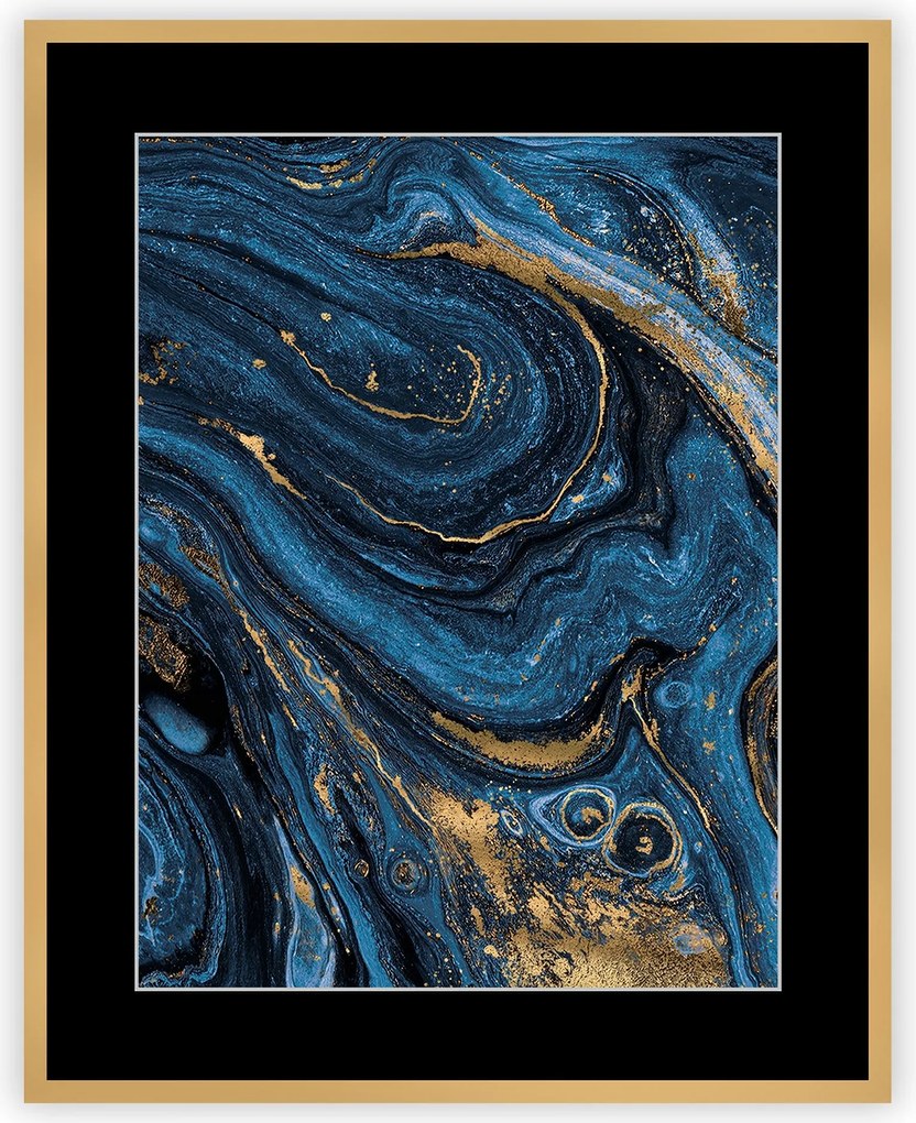 Obraz Abstract Blue&amp;Gold II 40 x 50 cm