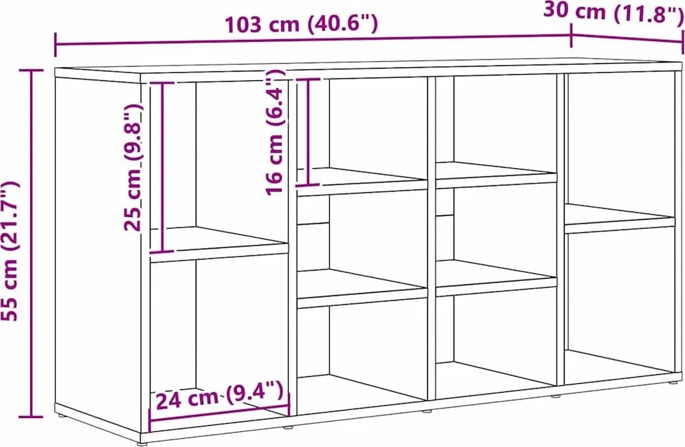 vidaXL Lavička na boty s policí Artisanový dub 103 x 30 x 54,5 cm [875159]